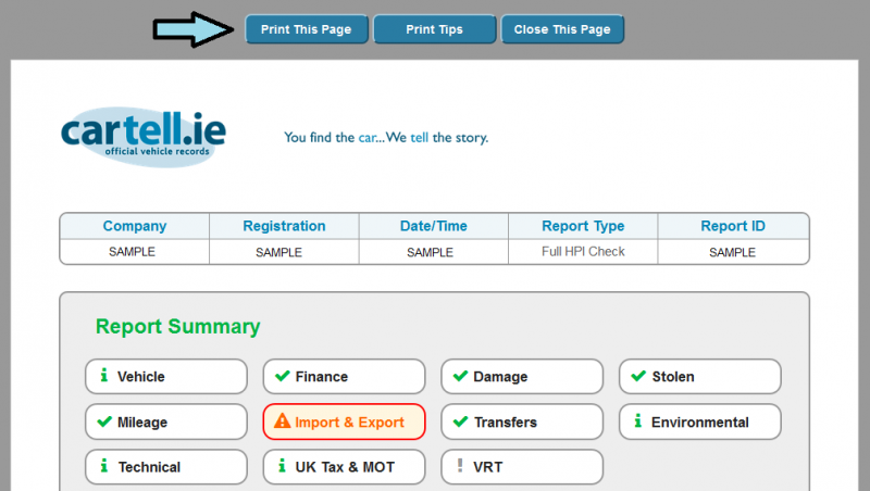 Tips for Printing Web Reports - Cartell Car Check